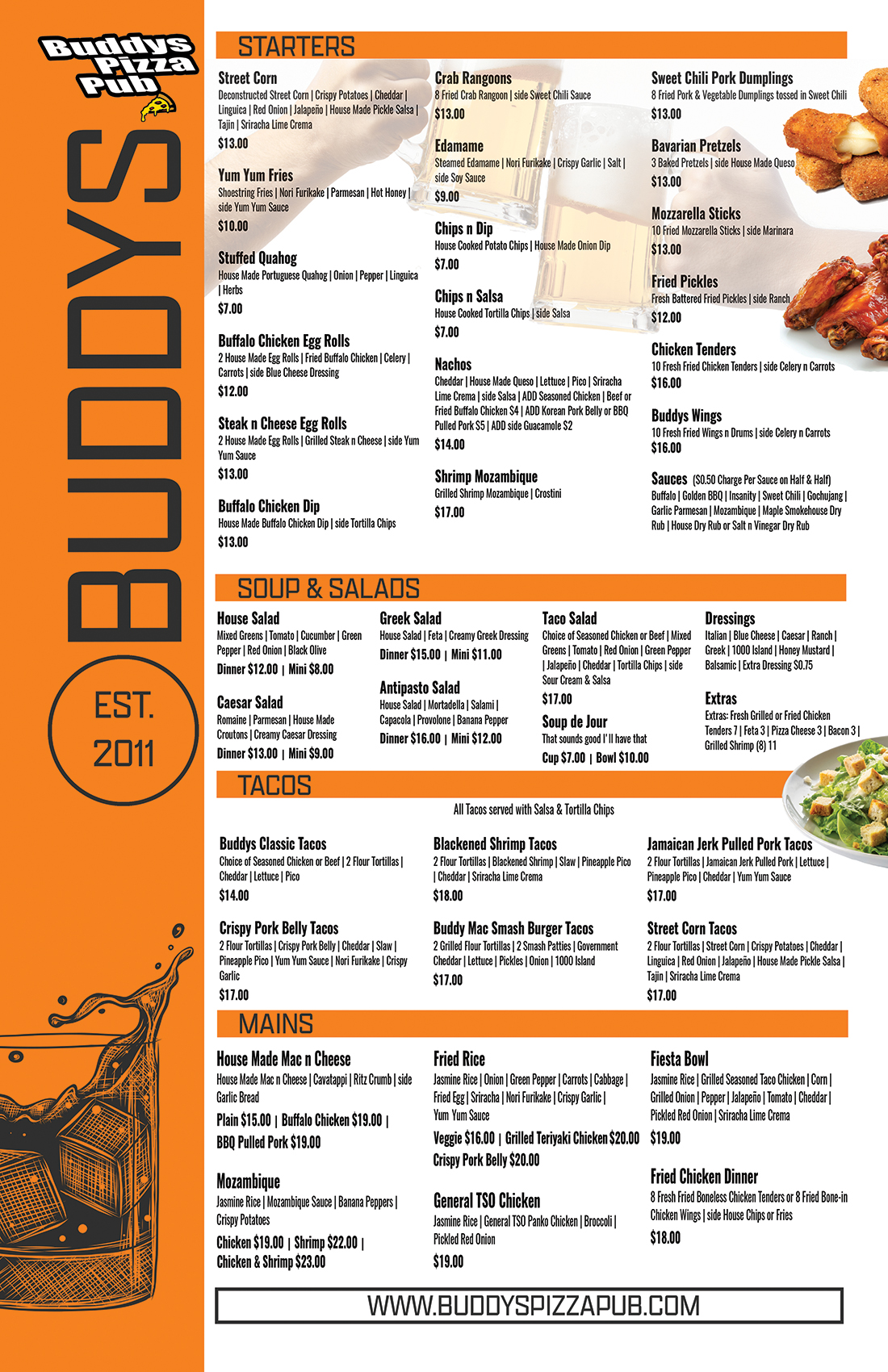 MENU – Buddys Pizza Pub