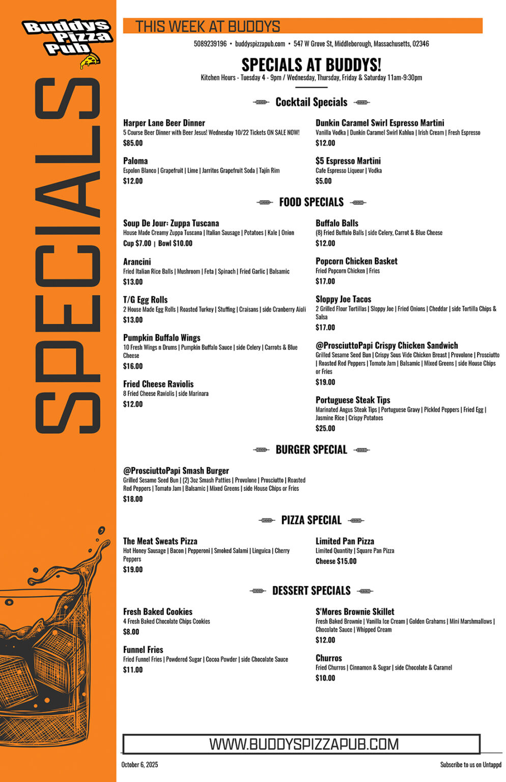 MENU – Buddys Pizza Pub
